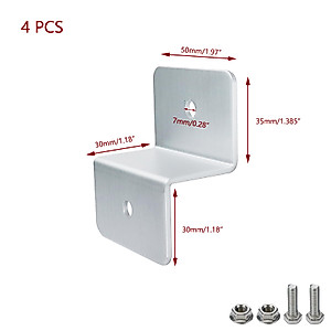 KUMGROT 4 Sets Solar Panel Brackets Aluminum Alloy Z Brackets for Solar Panels Roof RV Boat Off Grid, Silver