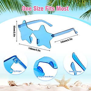 Pibupibu 12 Pack Colorful Star Shaped Sunglasses Bulk, Transparent Rimless Star Glasses, Cute Pentagram Fun Party Sunglasses Set