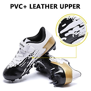 ziitop Kids Soccer Shoes for Boys Girls Youth Football Cleats Outdoor & Indoor Baseball Shoes, Lightweight Breathable Conical Studs, Running & Training for Students (Little Kids/Big Kids) BlackGold