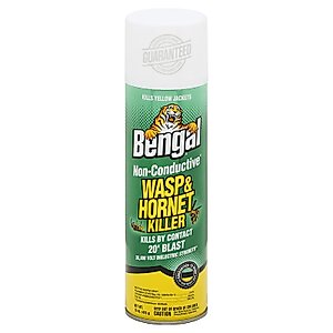 Bengal Non-Conductive Wasp and Hornet Killer – Long Range Outdoor Insecticide Spray Kills Yellow Jackets on Contact, 15 oz