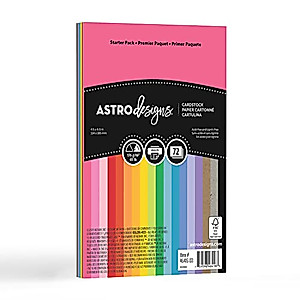 Neenah Astrodesigns/Creative Collection Starter Kit Cardstock, 4.5" x 6.5", 65 lb/176 GSM, 18-Color Assortment, 72 Sheets (46416-03)