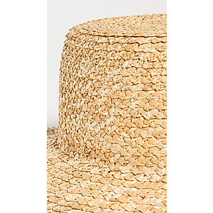 Lele Sadoughi Women's Imitation Pearl Edge Straw Hat, Natural, Tan, One Size