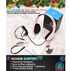 Pink Gaming Headset for Girl, Women, Kids, Teens,Stereo Headphones for PC, PS4, New Xbox One, Smartphones 3.5mm Jack wired kid headset with Detachable Mic,Adjustable Headband, Foldable. (Pink)