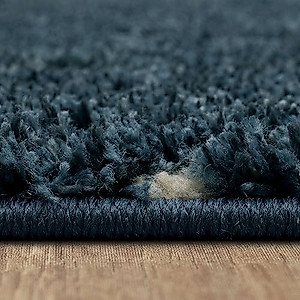 Mohawk Home Francesca Ornamental Medallion Denim Blue 8' x 10' Shag Area Rug Perfect for Living Room, Dining Room, Office
