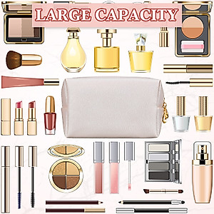 Kigeli 15 Pcs Aesthetics Makeup Bag PU Leather Cosmetic Bag Makeup Pouch Bulk Plain Cosmetic Pouch Waterproof Toiletry Bag for Christmas Party Gift Travel Cosmetic Organizer for Women(Ivory White)