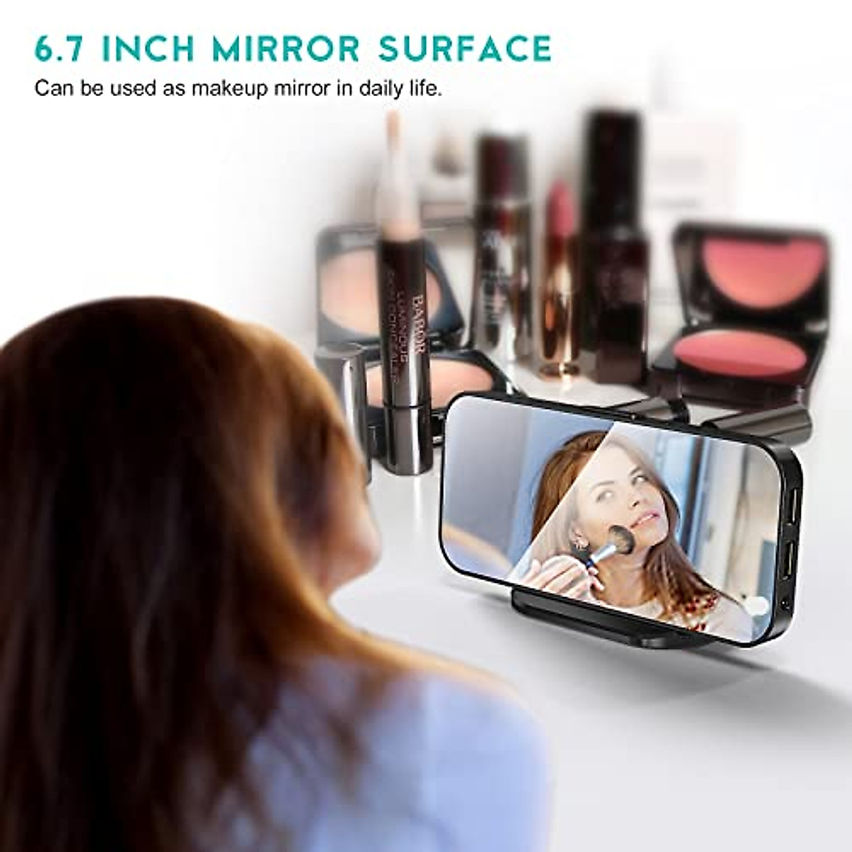 EDUP LOVE Digital Alarm Clocks, LED Mirror Electronic Clock, Snooze Mode, 12/24H, Adjust Brightness, Modern Desk & Wall Clocks for Bedroom Living Room Office - Black