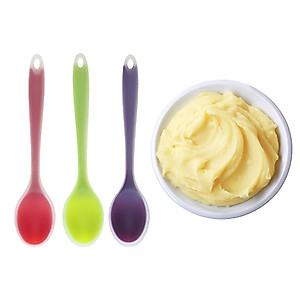 SM SunniMix 3pcs Semi-transparent Silicone Spoon Soup Spoon Coffee Milk Teaspoon