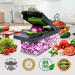 Vegetable Chopper,Food Chopper,Pro 12 in1 Multifunctional Onion Chopper,Veggie Chopper,Vegetable Chopper With Container,Vegetable Slicer Dicer Cutter,Mandoline Slicer,Salad,Garlic Chopper