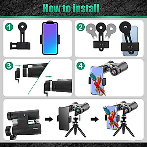 18x50 HD Binoculars for Adults with Upgraded Phone Adapter, Tripod and Tripod Adapter - High Powered with Super Bright and Large View for Bird Watching,Hunting,Travel