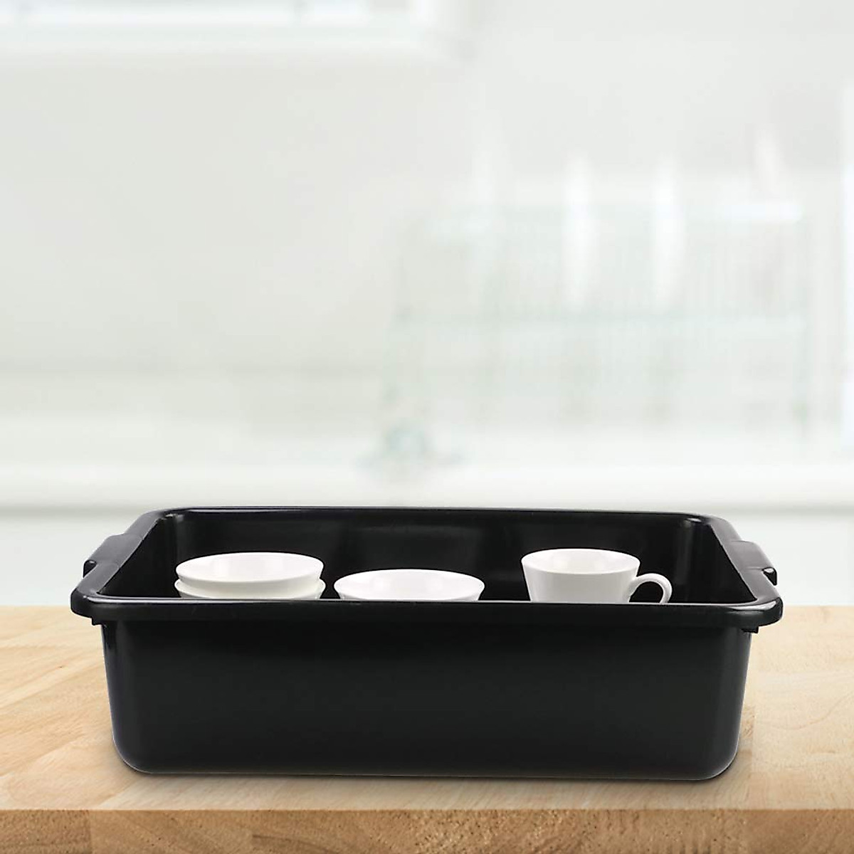 Parlynies 4-Pack 25 L Commercial Bus Box/Tote Box, Plastic Utility Bus Tub, Black