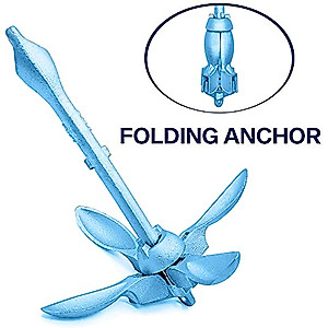 XIALUO Marine Kayak Anchor Portable Folding Grapnel Kayak Anchor Kit (1.5lb) with 30 ft Marine Rope