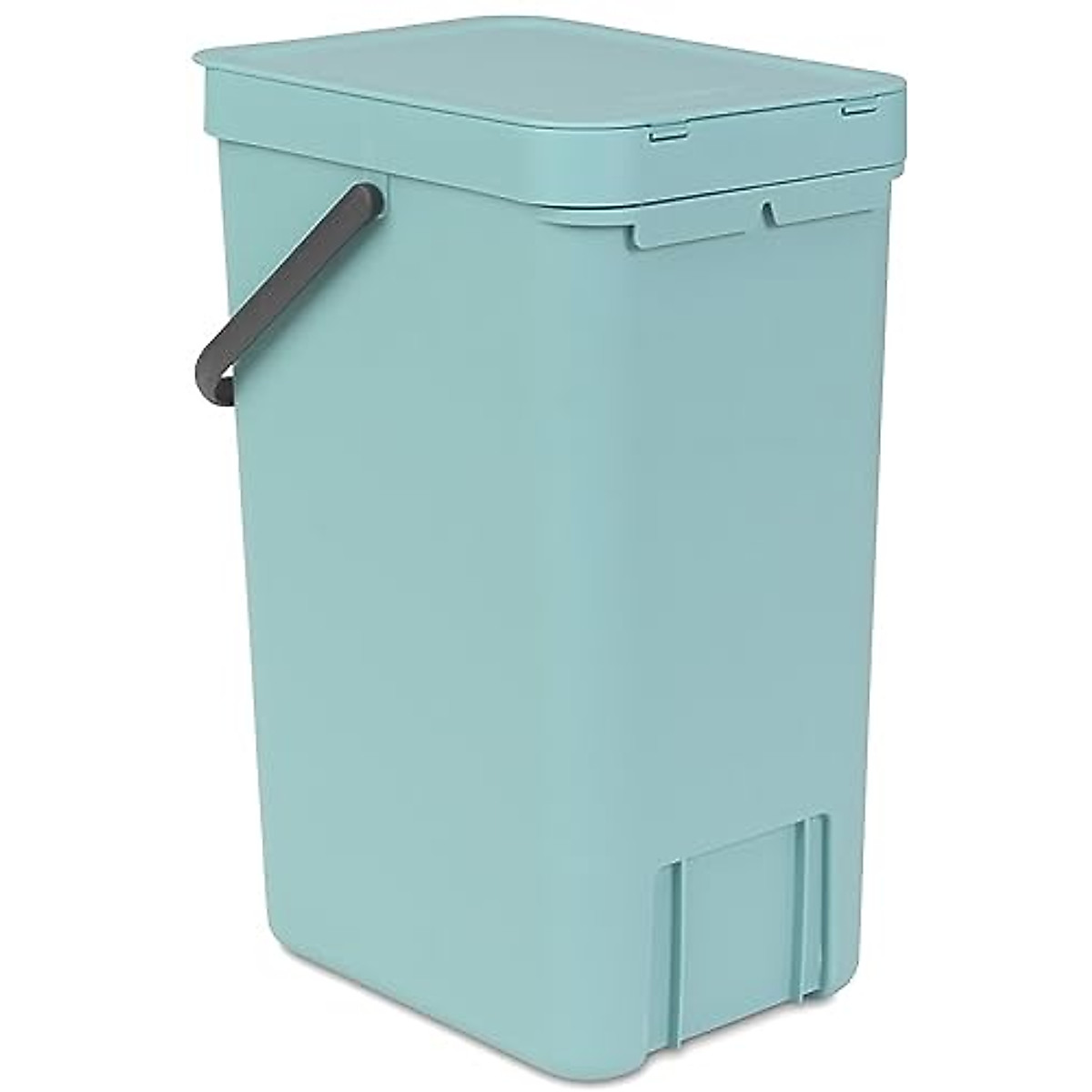 Brabantia Sort & Go Kitchen Recycling Can (4.2 Gal / Mint) Stackable Waste Organiser with Handle & Removable Lid, Wall/Cupboard Mounting