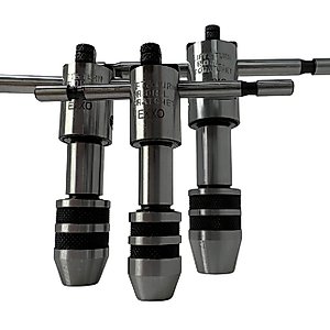 EXXO Tools 3PC Wrench Set - Adjustable Ratchet Tap Wrench Kit 5/32", 1/4", 1/2" Tap Capacity Steel Tapping Tool Adjustable Wrench Set Machinist Tools Tap Set Metalworking Tools Hand Taps Reamer Tools