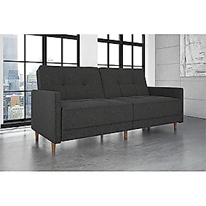DHP Andora Coil Futon Sofa Bed Couch with Mid Century Modern Design - Grey Linen
