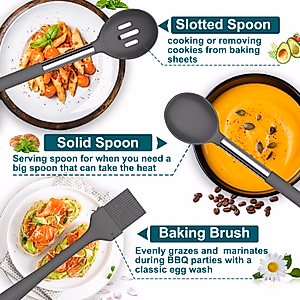 Silicone Kitchen Utensils Set Utensilios de Cocina Cucharas de Silicona Para Cocina 33Pcs Silicone Cooking Utensils Set for Nonstick Cookware Dishwasher Safe (Grey)