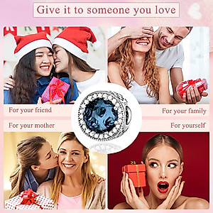 MICOO 925 Sterling Silver Sparkling Clear Charms Beads, Heart-shaped Circular Design With Cubic Zirconia Fit Pandora Original Bracelet Necklace, Gift for Women