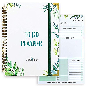 Simplified Greenery To Do List Notebook - Beautiful Daily Planner Easily Organizes Your Daily Tasks And Boosts Productivity - The Perfect Journal And Undated Office Supplies Notepad For Women