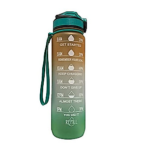 1 Littre Water bottle Motivational Water Bottle with Time Marker & Removable Strainer to Remind You Drink More Water, Fast Flow, Leakproof BPA Free Sport Water Bottle for Fitness and Outdoor …