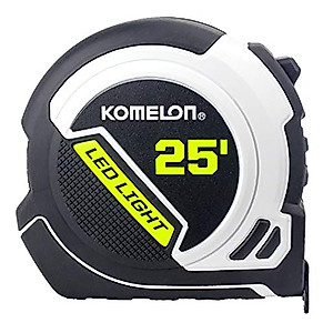 Komelon LED Light Tape Measure, White/Black - 25ft. - 25LED
