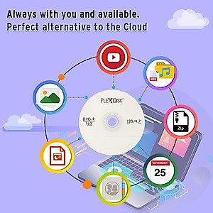 PlexDisc DVD-R 4.7GB 16x Branded Logo Recordable Media Disc - 100 Disc (No Container) FFP, Writable Blank DVDs for Movies, Music, Data Files - Blank DVD Discs 100 Pack