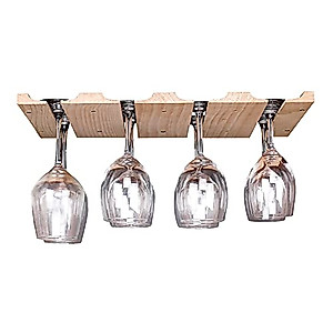 fdjamy Wine glass holder-a wooden wine glass rack and goblet storage rack installed under the cabinet or countertop (Natural color)