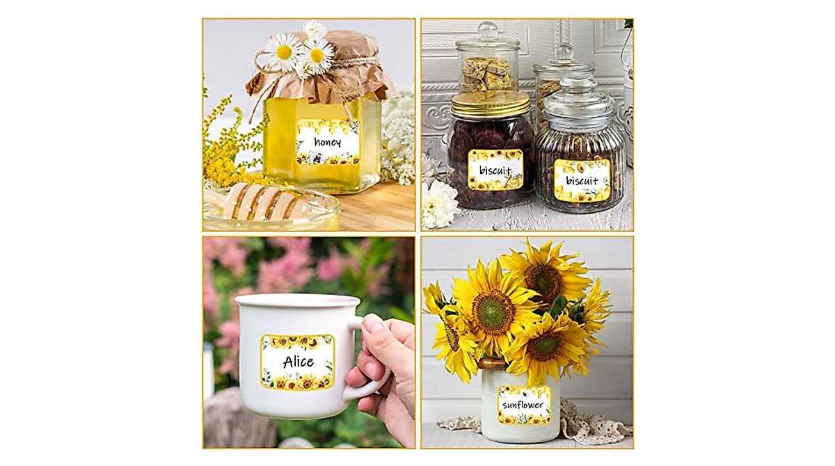 Whaline 180Pcs Sunflower Bee Name Tags for Back to School