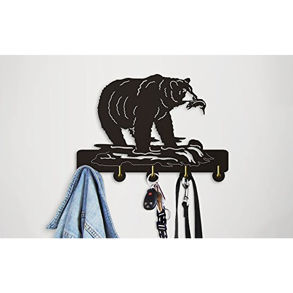 The Geeky Days Chubby Polar Bear Eat Fish Home Decor Wall Art Wall Hooks Coat Hooks Coat Hanger Animal Clothes Hats Hooks Keys Holder Bathroom Kitchen Decor Hanger