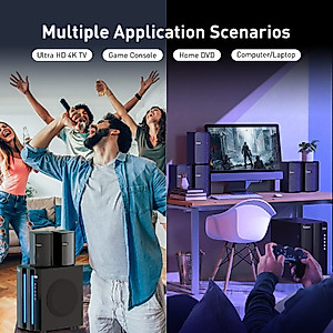 Bobtot Home Theater Systems Surround Sound Speakers - 800 Watts 6.5inch Subwoofer 5.1/2.1 Channel Wired Home Audio Stereo System with HDMI ARC Optical Bluetooth Input for TV