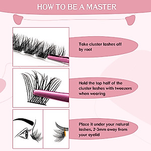 Lash Clusters, 72 Pcs Individual Cluster Lashes DIY Lash Extension 8-16mm Eyelash Clusters Volume Wispy Lashes Super Thin Band Reusable Soft & Comfortable (Volume, D-8-16mix)