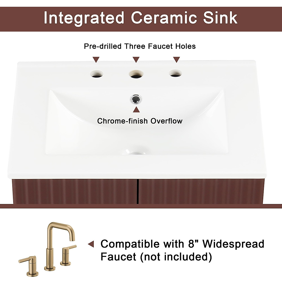 Bellemave Bathroom Vanity with Sink 24 Inch Bathroom Sink Cabinet with 2 Doors, Rosy