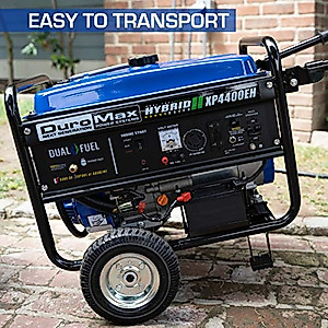 DuroMax XP4400EH Dual Fuel Portable Generator-4400 Watt Gas or Propane Powered Electric Start-Camping & RV Ready, 50 State Approved, Blue and Black