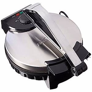 Brentwood Electric Tortilla Maker Non-Stick, 10-inch, Brushed Stainless Steel/Black