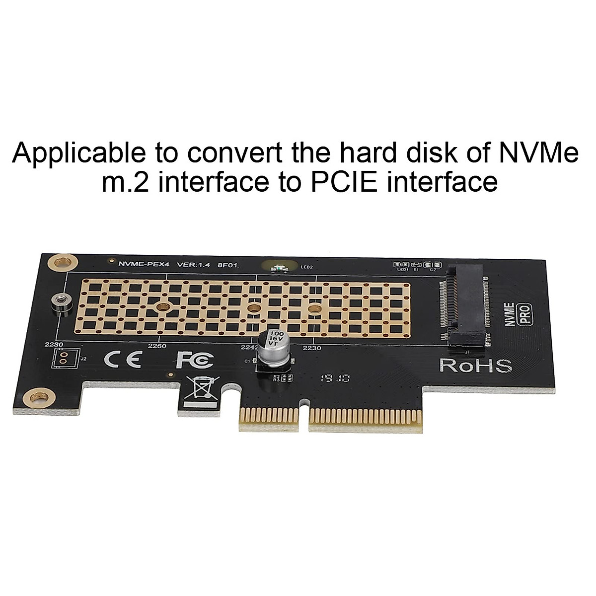 PCIe NVMe Adapter, M.2 NVMe (M Key) SSD to PCI-Express 3.0 GEN3 X4, Support M.2 NVMe 2230 2242 2260 2280 SSD, High Speed 40Gbps