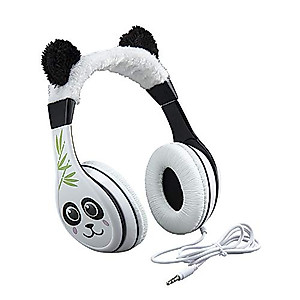 Panda Kids Headphones, Adjustable Headband, Stereo Sound, 3.5Mm Jack, Wired Headphones for Kids, Tangle-Free, Volume Control, Foldable, Childrens Headphones Over Ear for School Home, Travel