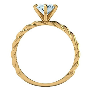 Clara Pucci 2ct Marquise Cut Solitaire Rope Knot Natural Swiss Blue Topaz Engagement Promise Anniversary Ring 18k yellow Gold 4.25
