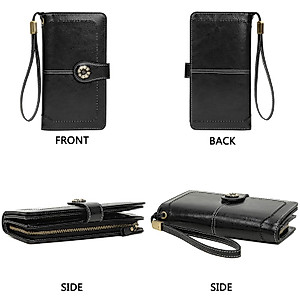 Pearl Angeli Wristlet Wallets for Women Waxy Leather Credit Card Wallet with Rfid Blocking