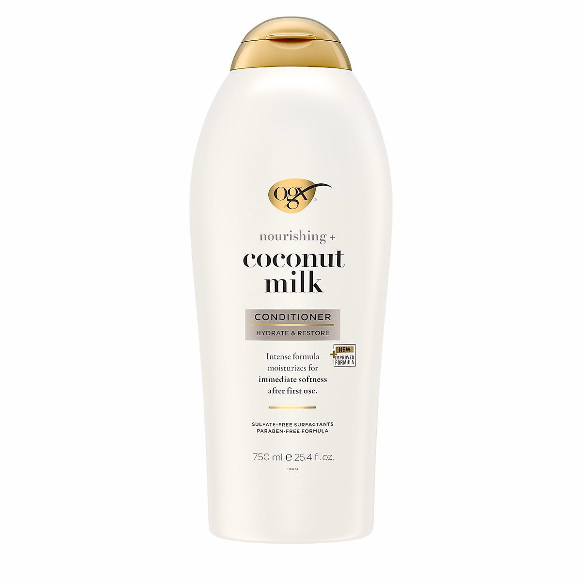 OGX Nourishing + Coconut Milk Conditioner, Hydrating & Restoring Conditioner Moisturizes for Soft Hair After the First Use, Paraben-Free, Sulfate-Free Surfactants, 25.4 fl. oz
