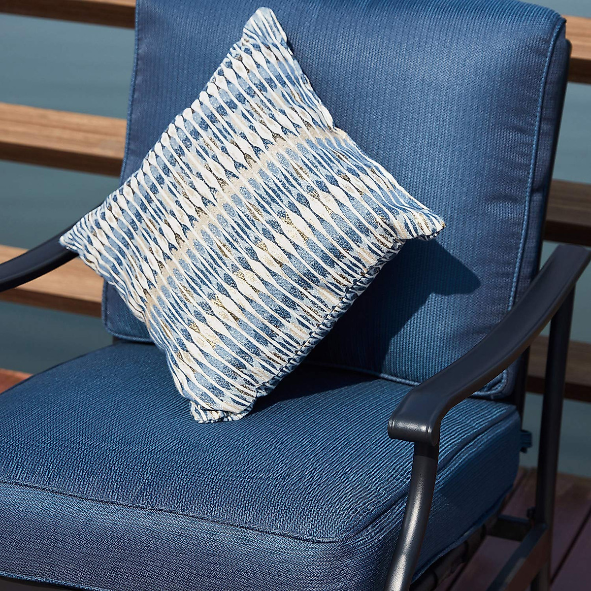 PatioFestival Patio Chairs Bistro Rocking Sofa Chair Modern Outdoor Furniture Set Conversation Sets with 5.1 Inch Thick Seat Cushions (2PCS-2, Blue)