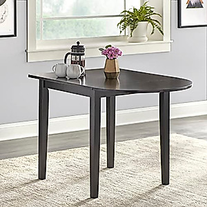 Target Marketing Systems Tiffany Two-Toned Single Drop Leaf Dining Table for Small Spaces, and Apartments, Made of Solid Rubberwood, Expands from 30" to 43", Black