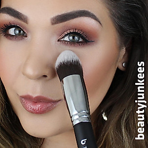Under Eye Concealer Brush - Beauty Junkees Tapered Kabuki Brush with Soft Synthetic Bristles for Concealing, Blending, Setting, Buffing with Powder, Liquid, Cream Cosmetics, Vegan Makeup Brushes