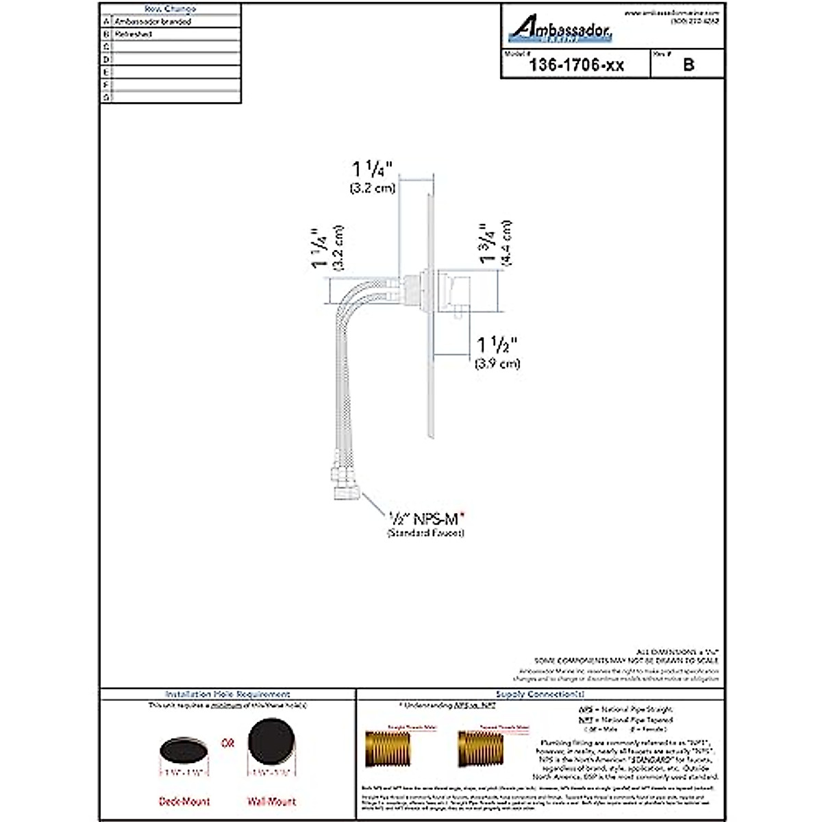 Ambassador Marine Aidack Hot/Cold Shut Off Valve/Mixer, Chrome