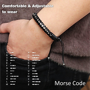 Morse Code Bracelets for Men Motivational Teen Boy Gifts Inspirational I Am The Storm Unique Gifts for Him Handmade Braided Jewelry