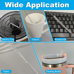 Straw Cleaner Brush for Stanley, 6Pcs Reusable Extra Long Straw Cleaner for 40/30/20 oz Stanley Mug, 10mm Wide Drinking Straw Cleaning Brush for Sippy Cup, Water Bottle and Tubes