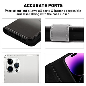 MONASAY Wallet Case Compatible for iPhone 14 Pro 5G, [Glass Screen Protector Included] [RFID Blocking] Flip Folio Leather Cell Phone Cover with Credit Card Holder, 6.1-inch, Dreamlikes