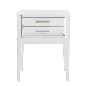 MUSEHOMEINC White Nightstands Solid Wood Mid-Century Bed Side Table, Stylish Accent End Table with Tall Leg for Living Room Home Office, Tall Night Stand for Bedroom