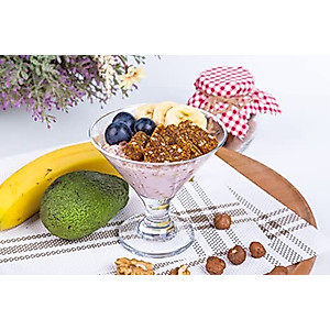 GLASIA Set of 6 Glass Ice Cream Bowls and 6 Stainless Steel Spoons | Small Dessert Cups for Parfait Sundae Snacks Fruit | Mini Footed Trifle Tasters with Spoon | Lead-Free Glass Dessert Serving Dishes