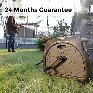 Giraffe Tools SW5 Metal Hose Reel Box, Heavy Duty Garden Hose Storage Reel Hideaway, Crank Handle, 150ft 5/8" Hose Capacity, Green