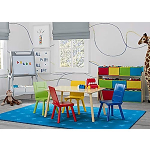 Delta Children Kids Table and Chair Set (4 Chairs Included) - Ideal for Arts & Crafts, Snack Time, Homeschooling, Homework & More - Greenguard Gold Certified, Natural/Primary