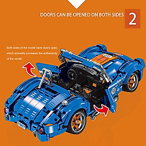 Audio Technics Sports Car for Lego Ford Mustang Shelby Cobra 427, 1/10 Technics Racing Car Building Bricks, Compatible with Lego Technic, 1816 Pcs