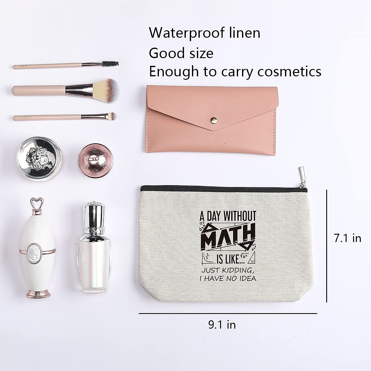 Math Teacher Gift Math Teacher Gifts for Women Math Lover Gift Math Geek Gift Math Teacher Makeup Bag Gift Teacher Appreciation Gifts Toiletry Funny Makeup Organizer Zipper Pouch - A Day Without Math